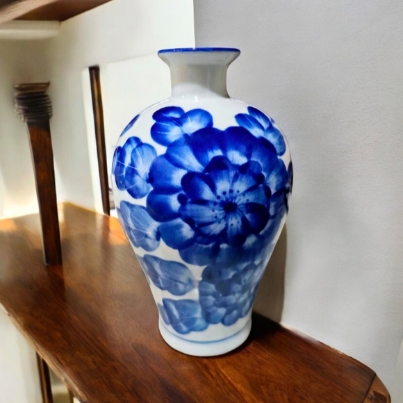 japan | Accents | Noritake Japanese Blue Rose Peony Porcelain Vase Made ...